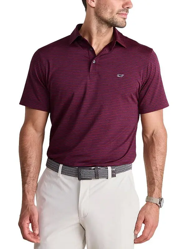 Vineyard Vines Bradley Striped Sankaty Polo Shirt - Crimson