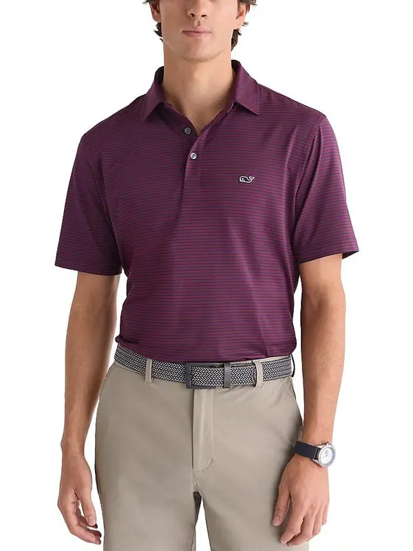 Vineyard Vines Sankaty Striped Polo Shirt - Crimson/blue Depth