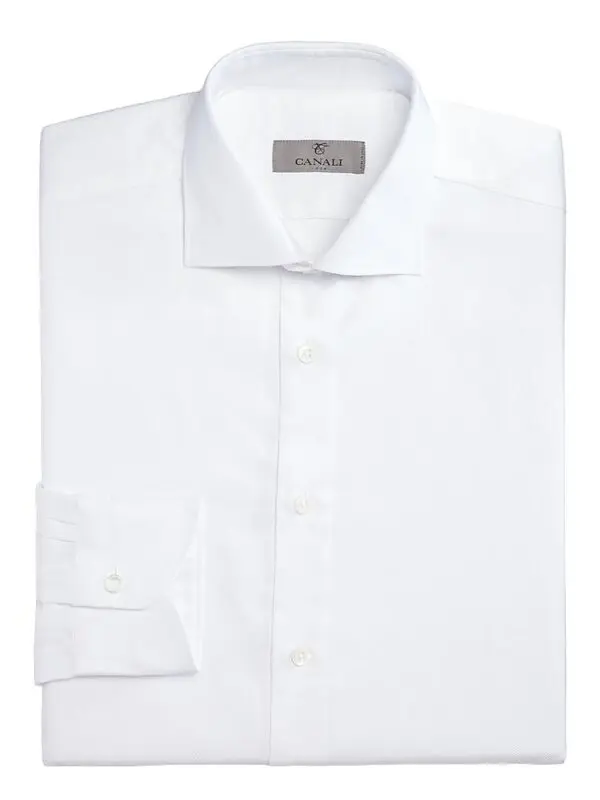 Canali Solid Regular Fit Dress Shirt - White