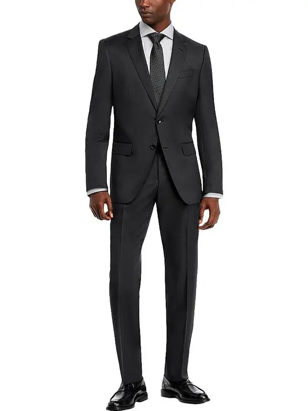 BOSS H-huge Wool Twill Slim Fit Suit - Charcoal