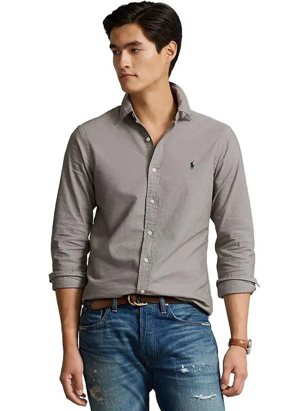 Polo Ralph Lauren Classic Fit Long Sleeve Cotton Oxford Button Down Shirt - Grey