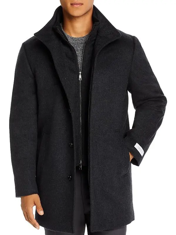 Cardinal Of Canada Mont Royal Wool & Cashmere Car Coat - Charcoal