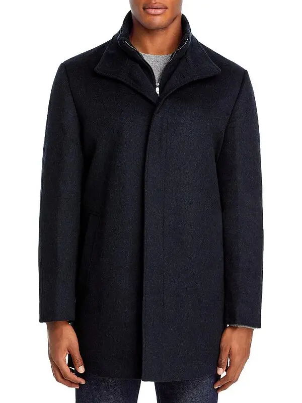 Cardinal Of Canada Mont Royal Wool & Cashmere Car Coat - Navy Melange