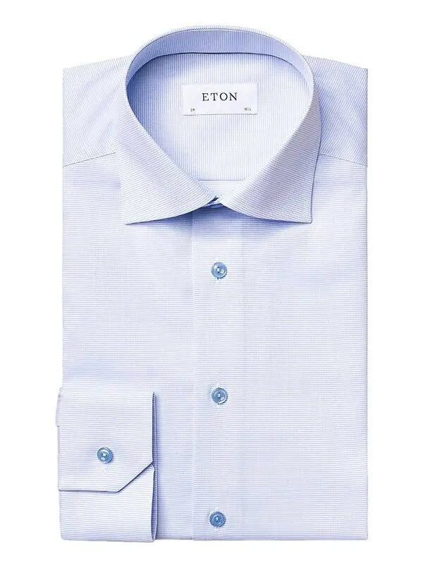 Eton Slim Fit Textured Dress Shirt - Blue