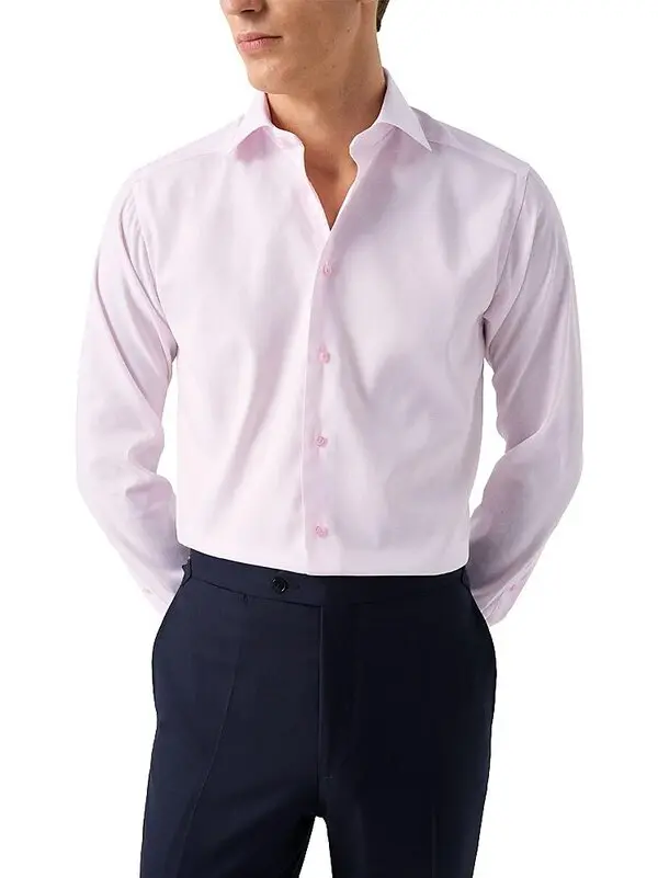 Eton Slim Fit Textured Dress Shirt - Pink