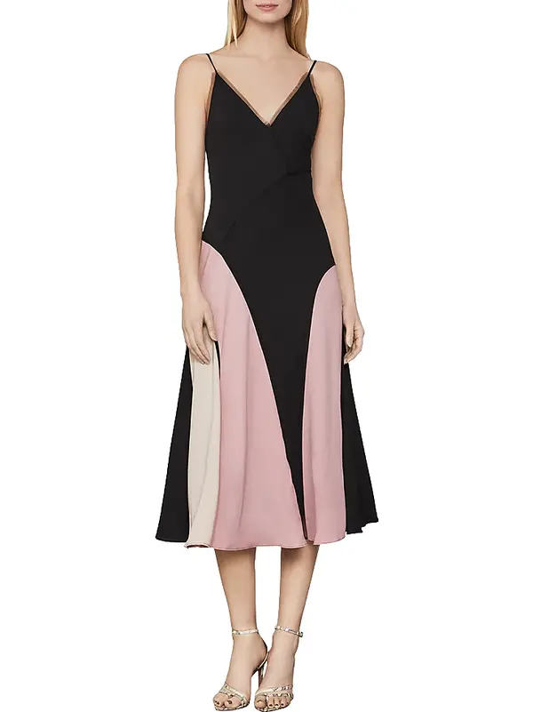 Bcbgmaxazria Colorblocked Slip Dress - Black