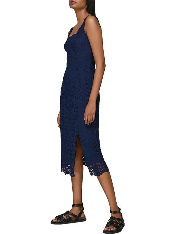 Whistles Noelle Lace Sheath Dress - Navy