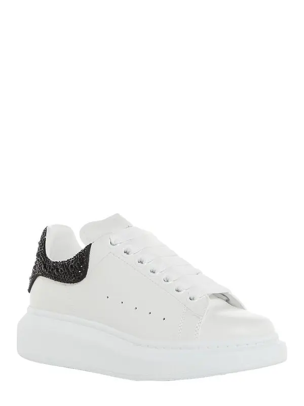 Alexander McQueen Oversized Sneakers With Crystal Embellished Heel - White/black