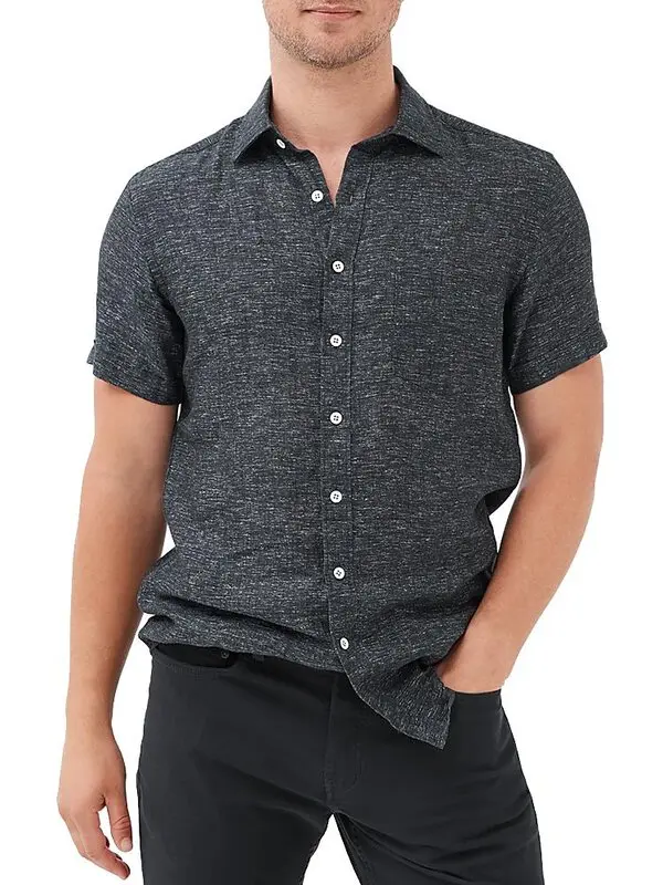 Rodd & Gunn Ellerslie Linen Textured Classic Fit Button-up Shirt - Black Pear