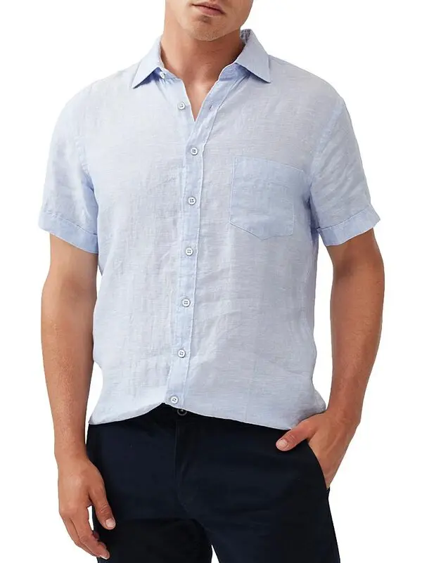 Rodd & Gunn Ellerslie Linen Textured Classic Fit Button-up Shirt - Iris