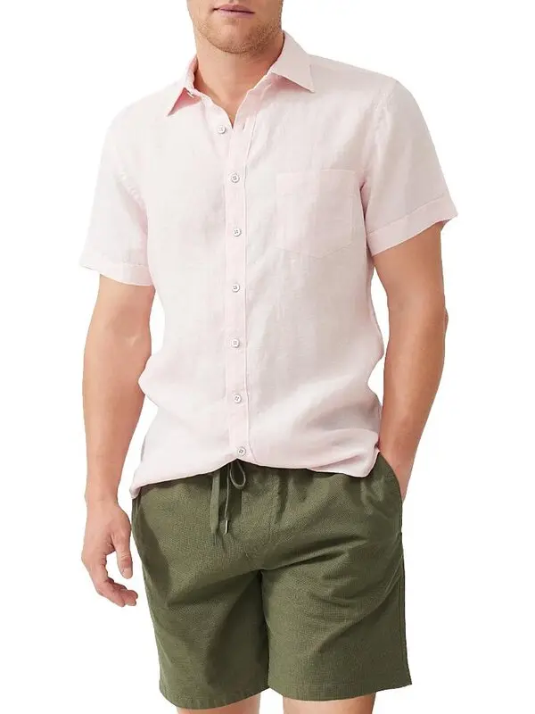 Rodd & Gunn Ellerslie Linen Textured Classic Fit Button-up Shirt - Rosewater