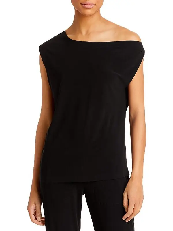 Norma Kamali Drop Shoulder Asymmetric Top - Black