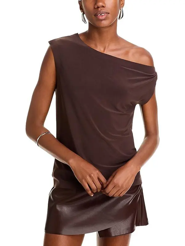 Norma Kamali Drop Shoulder Asymmetric Top - Chocolate