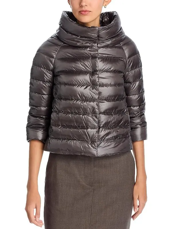 Herno Sofia Iconico Cropped Down Puffer Coat - Antracite