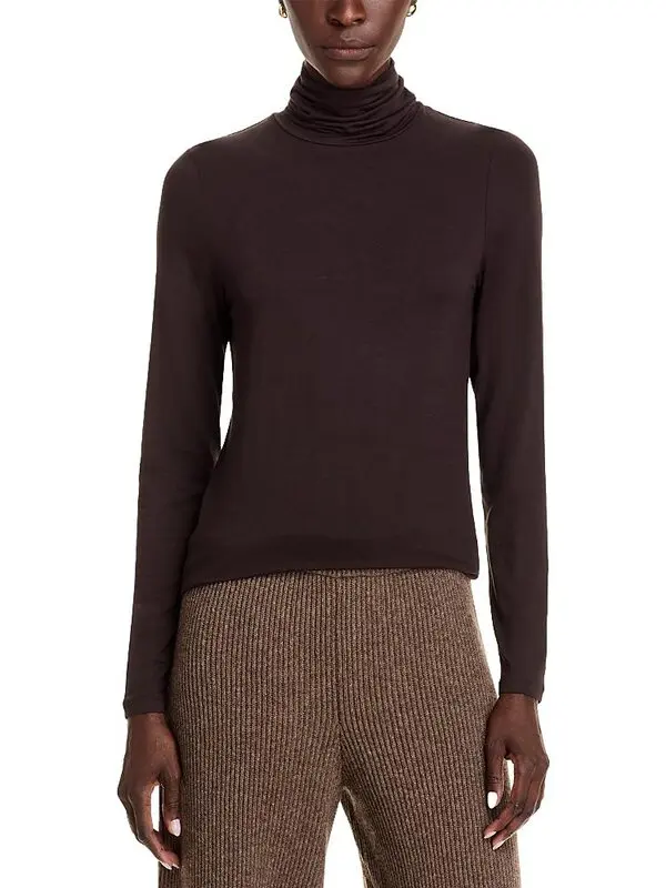 Majestic Filatures Soft Touch Long Sleeve Turtleneck - Chocolate Mousse