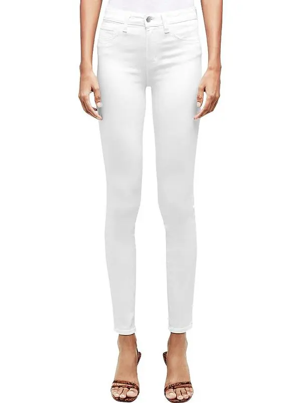 L'Agence Marguerite Mid Rise Skinny Jeans - Blanc