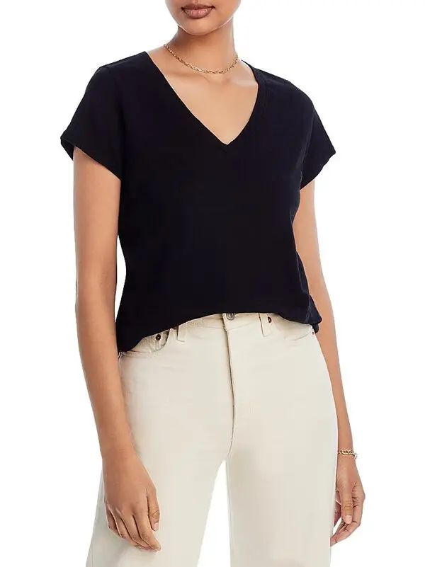 Velvet By Graham & Spencer Jilian V-neck Tee - Black
