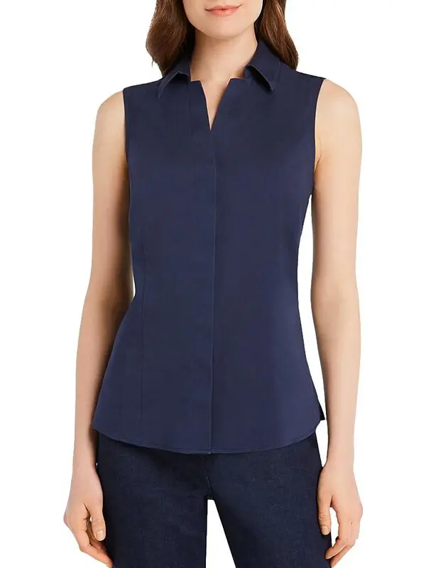 Foxcroft Taylor Sleeveless Non-iron Shirt - Navy