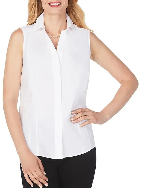 Foxcroft Taylor Sleeveless Non-iron Shirt - White