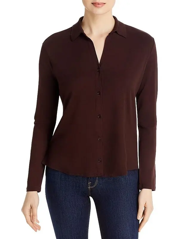 Majestic Filatures Soft Touch Knit Shirt - Aubergine