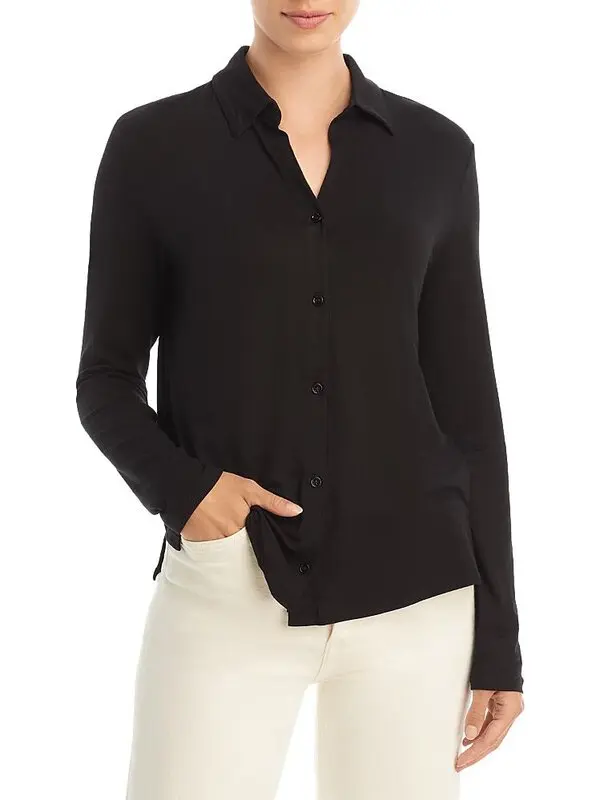 Majestic Filatures Soft Touch Knit Shirt - Noir