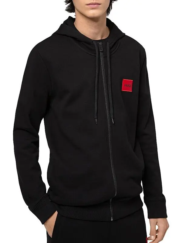 Hugo Daple French Terry Zip Front Hoodie - Black