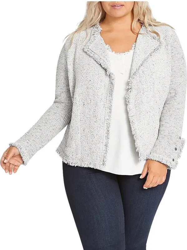 NIC+ZOE Fringe Mix Knit Jacket - Sugar Cookie