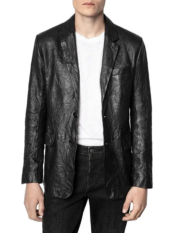 Zadig&Voltaire Valfried Crinkle Leather Jacket - Noir