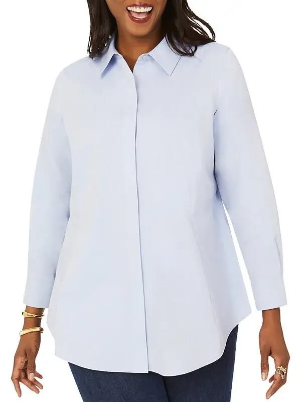 Foxcroft Cici Non Iron Tunic Top - Blue Wave