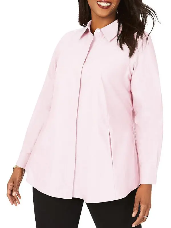Foxcroft Cici Non Iron Tunic Top - Chambray Pink