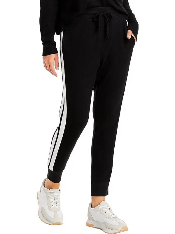 Aqua Athletic Side Stripe Knit Sweatpants - Black