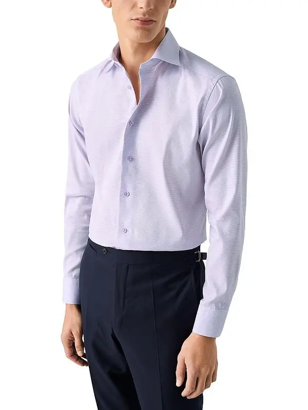 Eton Slim Fit Textured Solid Shirt - Purple