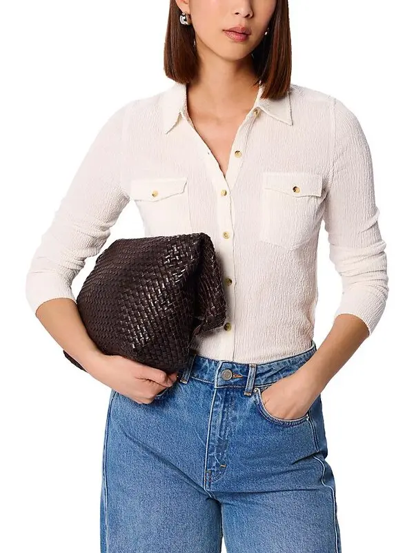 Whistles Textured Detail Jersey Shirt - Ivory