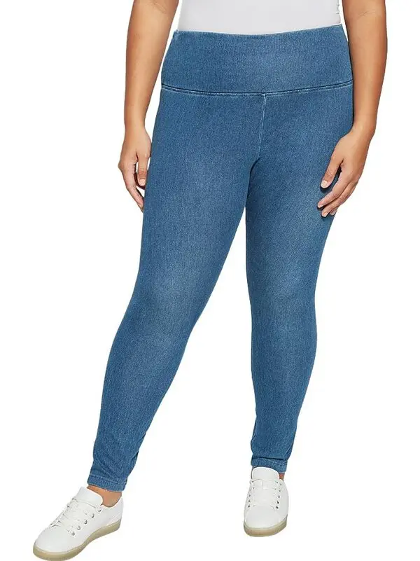 Lyssé Denim-look Leggings - Mid Wash