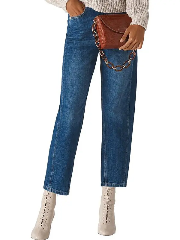 Whistles High-rise Cropped Barrel-leg Jeans - Denim