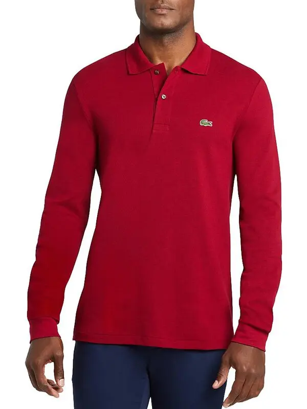 Lacoste Classic Fit Long-sleeve Pique Polo Shirt - Bordeaux