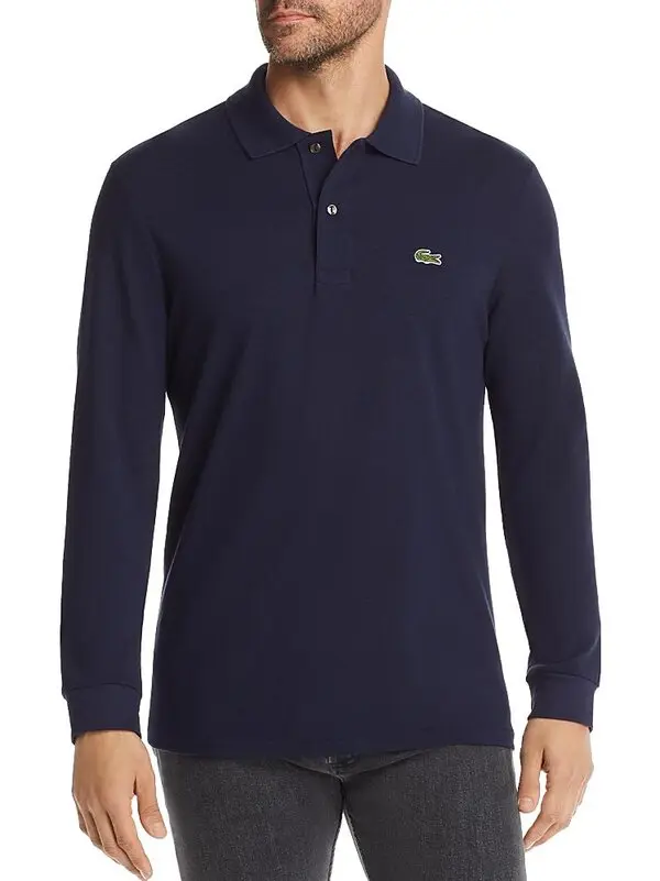 Lacoste Classic Fit Long-sleeve Pique Polo Shirt - Navy