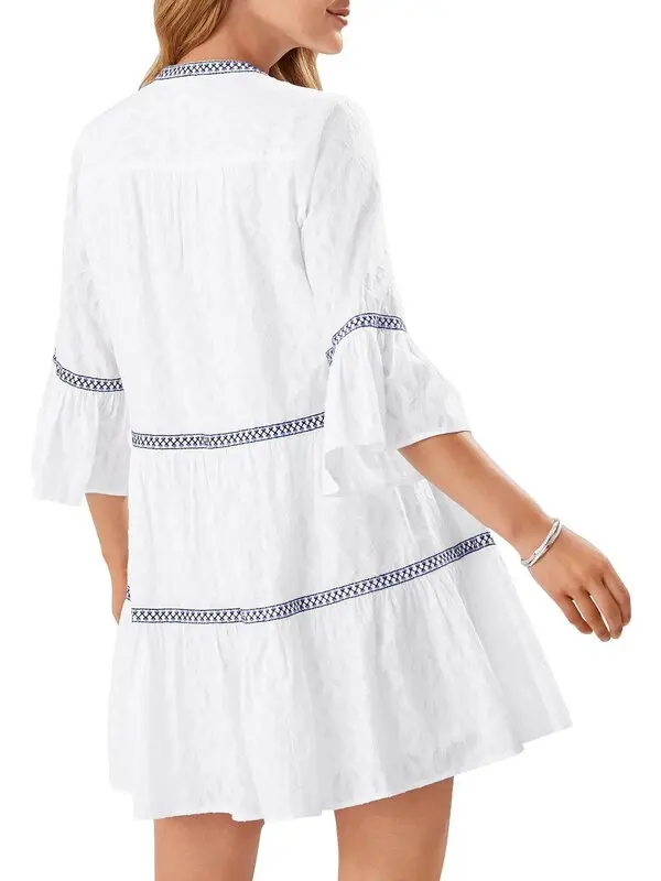 Tommy Bahama Jacquard Tiered Dress - White