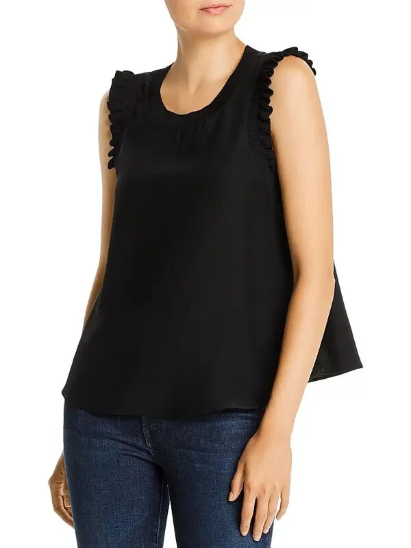 Cinq À Sept Lenore Ruffle Trimmed Top - Black
