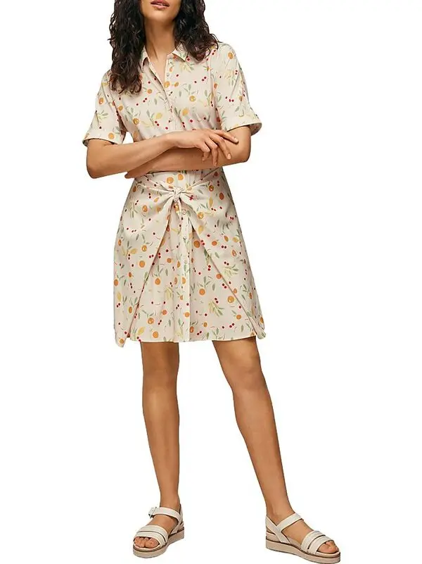 Whistles Dolly Fruit Print Tie Front Dress - Cream Multi