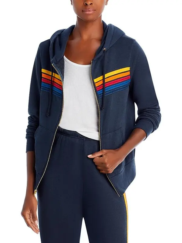 Aviator Nation Rainbow Stripe Hoodie - Charcoal/classic Stripe