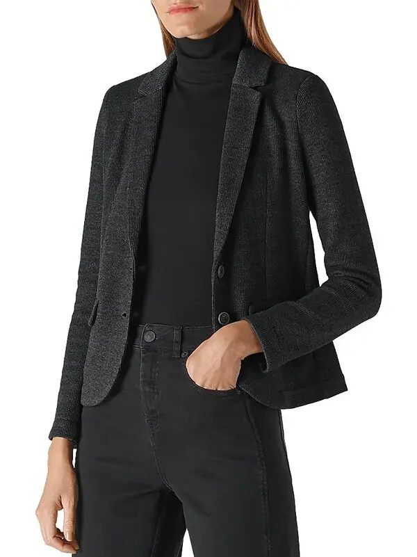 Whistles Slim Jersey Knit Blazer - Dark Grey