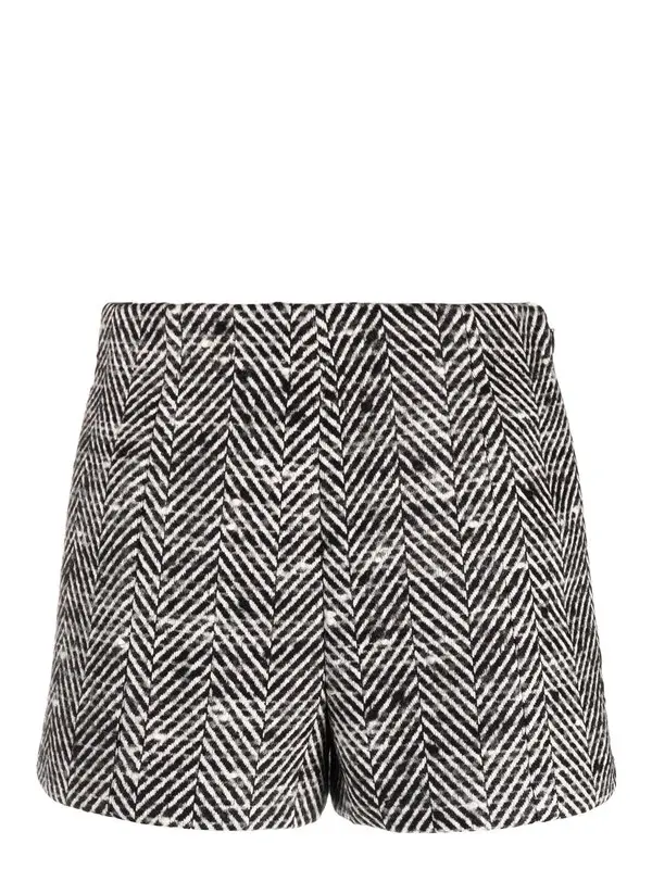 Red Valentino Herringbone-weave High-waisted Shorts - Black