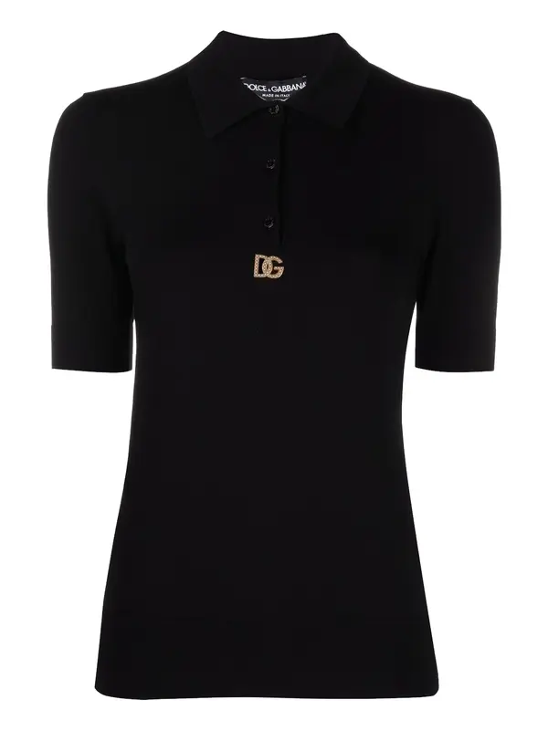 Dolce & Gabbana Logo-plaque Polo Top - Black