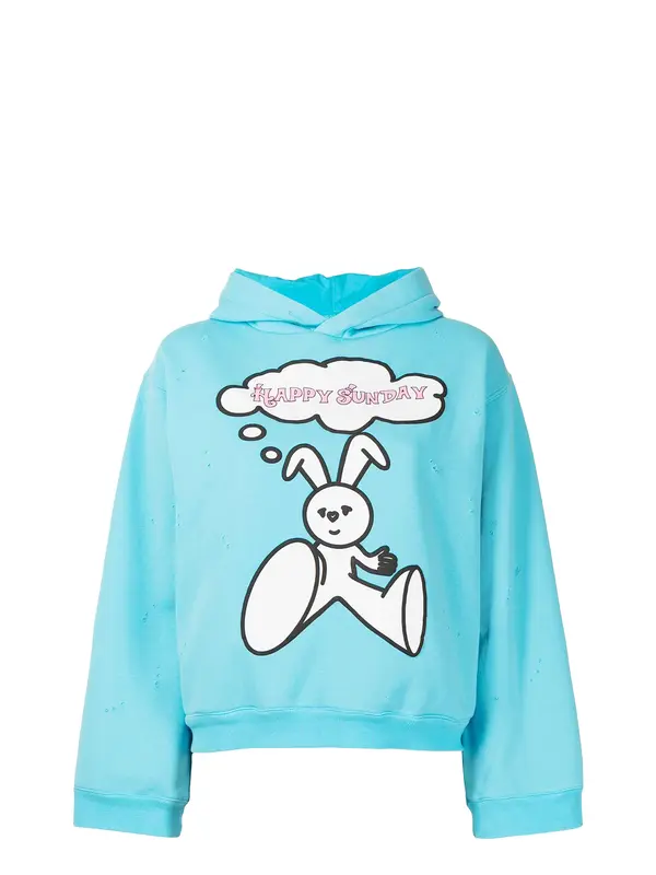 Natasha Zinko Slogan Print Hoodie - Blue