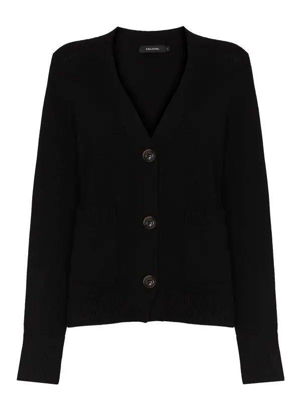 LISA YANG Davvi Oversized V-neck Cardigan - Black