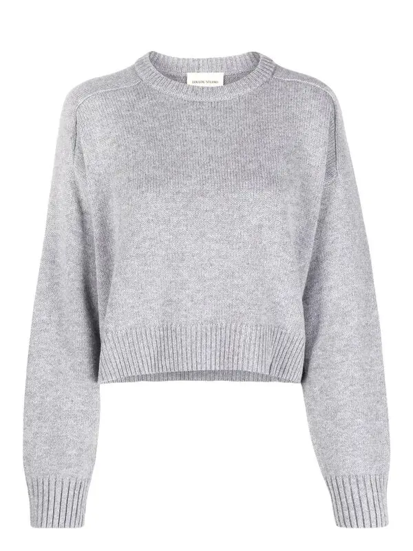Loulou De Saison Ribbed-trim Cropped Jumper - Grey