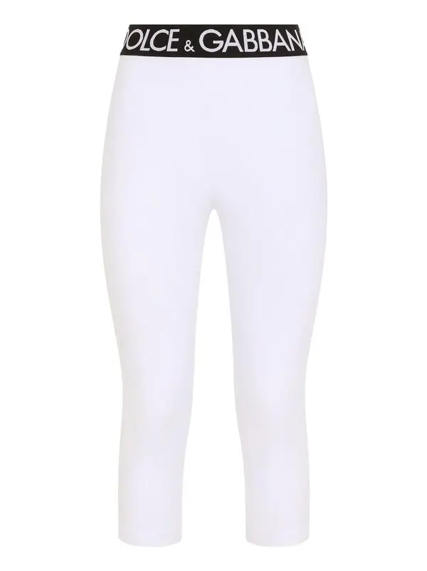 Dolce & Gabbana Logo-waistband Crop Leggings - White