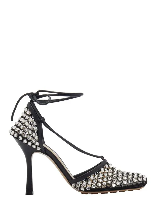 Bottega Veneta Stretch Crystal Sandals - Black