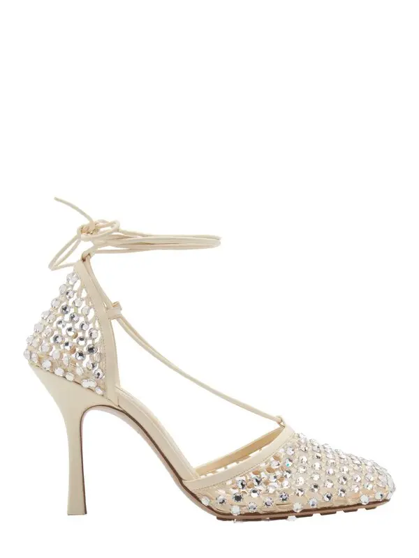 Bottega Veneta Stretch Crystal Sandals - White